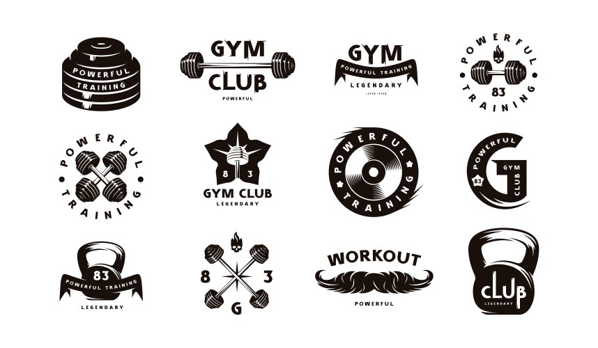 Gym retro logos set Royalty Free Vector Image - VectorStock