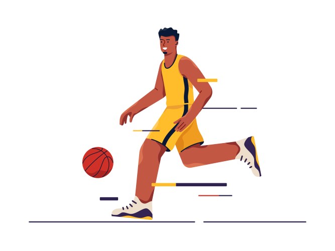 Basketball player with ball in a flat style Vector Image