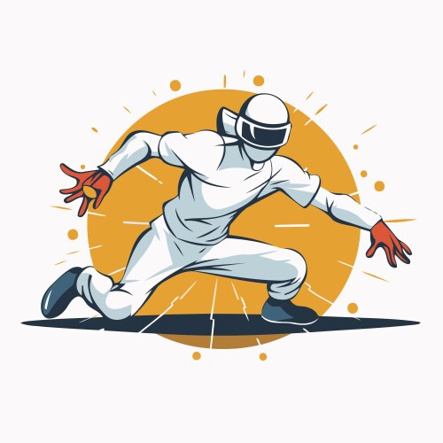 Cricket player running with bat and helmet Vector Image