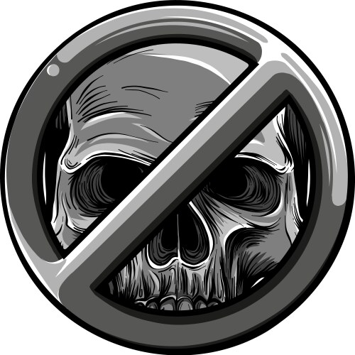 Monochrome no skull sign on white background Vector Image