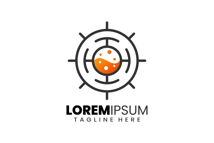 Unique shoot target goal with orange liquid logo Vector Image