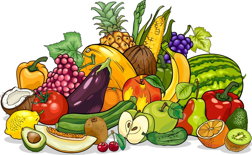 Fruits group cartoon Royalty Free Vector Image