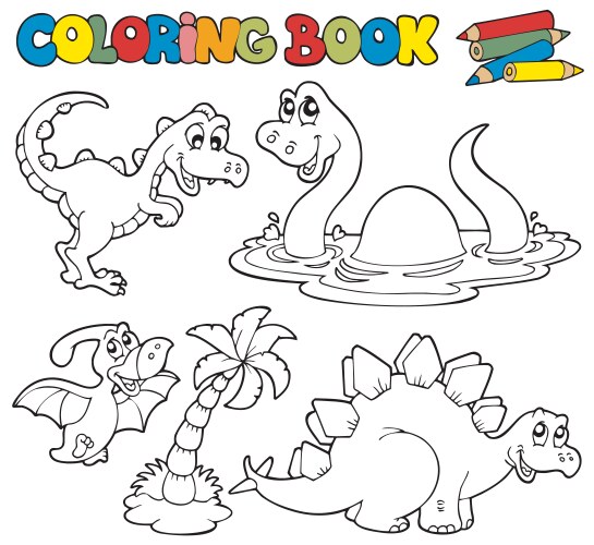 Coloring book dragon theme image 1 Royalty Free Vector Image