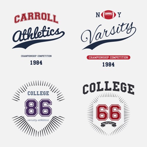 Vintage monochrome college logos Royalty Free Vector Image