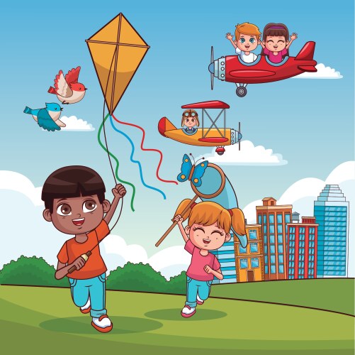 Bully boy littering in park kids aggressive Vector Image