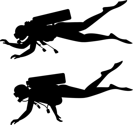 Cartoon divers underwater scuba diving characters Vector Image