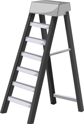 Technician step ladder safety cartoon Royalty Free Vector