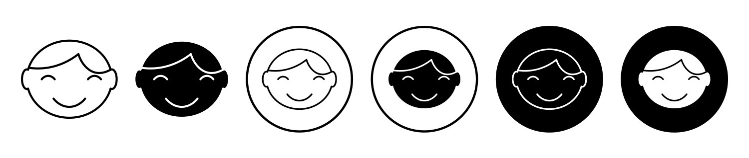 Child face icon set on white background Royalty Free Vector