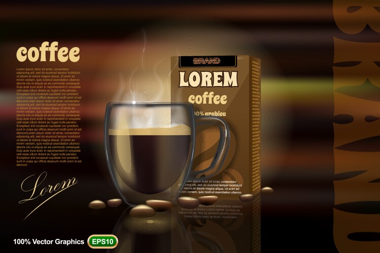 Coffee advertising design high detailed realistic Vector Image