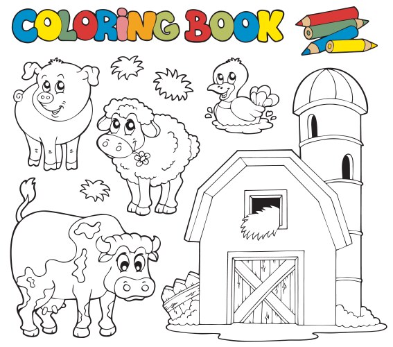 Coloring book with cute animals 1 Royalty Free Vector Image