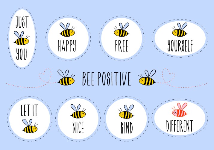 Cartoon bee collection set Royalty Free Vector Image