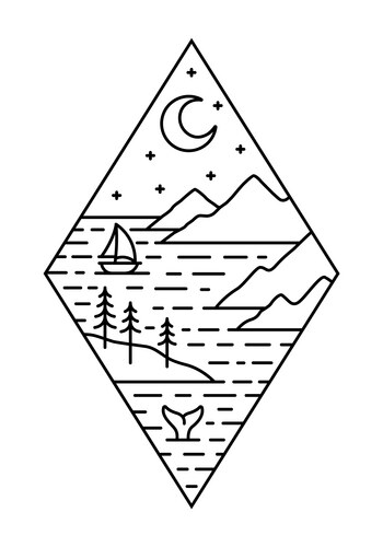 Beautiful nature line art Royalty Free Vector Image