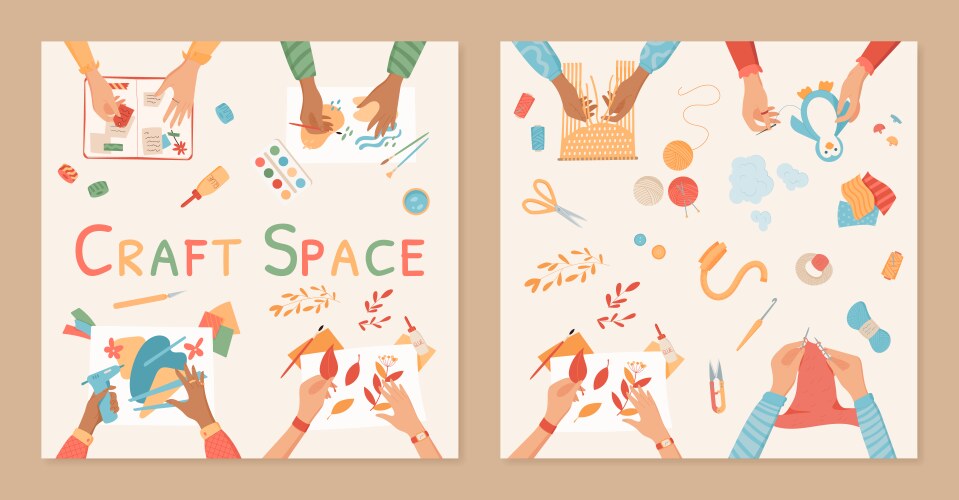 Cartoon creative diy art workshop background Vector Image