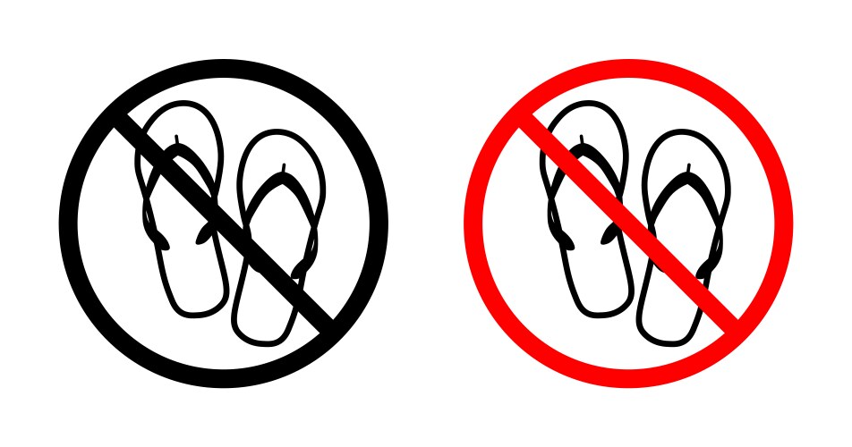 No sandals sign slipper not allowed symbol off Vector Image