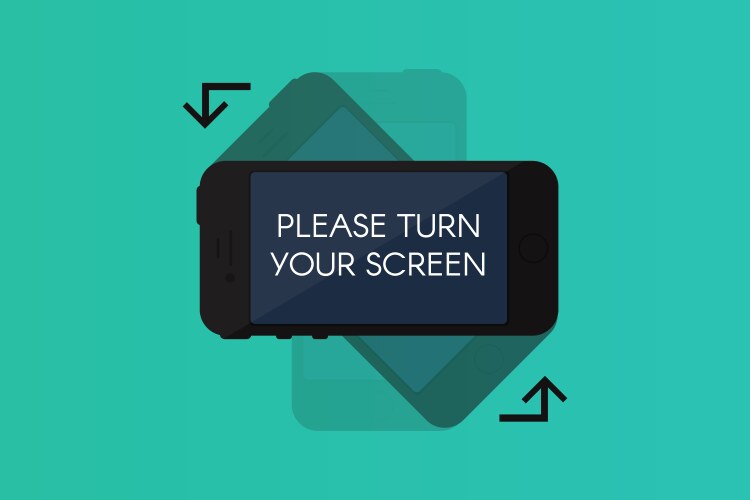 Smartphone screen turning visual instruction Vector Image