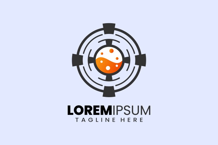 Unique shoot target goal with orange liquid logo Vector Image