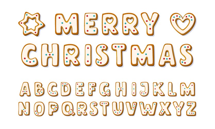 Christmas snowy alphabet font with snow Royalty Free Vector