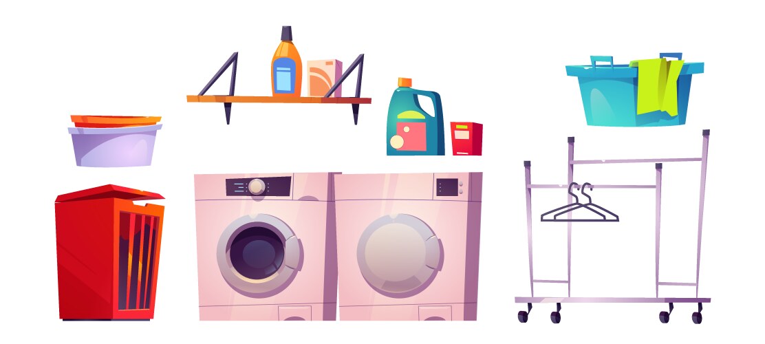 Laundry room equipment for wash and dry clothes Vector Image