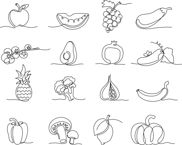 Doodles of vegetables and fruits hand drawing Vector Image