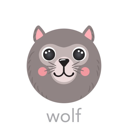 Wolf head wildlife cute animal cartoon Royalty Free Vector