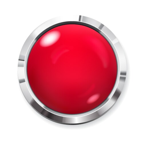Oval red buttons with bold chrome frame 3d shiny Vector Image