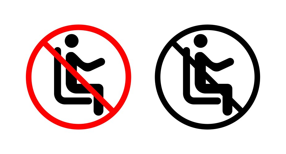 No sitting sign icon set ban Royalty Free Vector Image