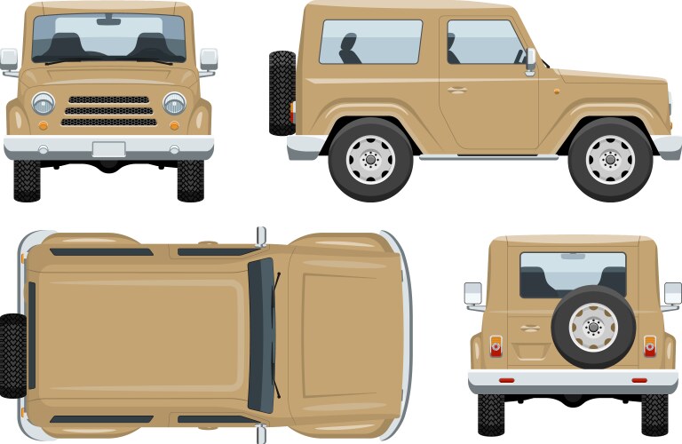 Crossover suv template side front back top view Vector Image