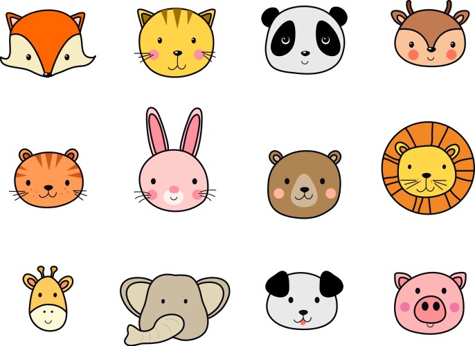 Cute animal characters Royalty Free Vector Image