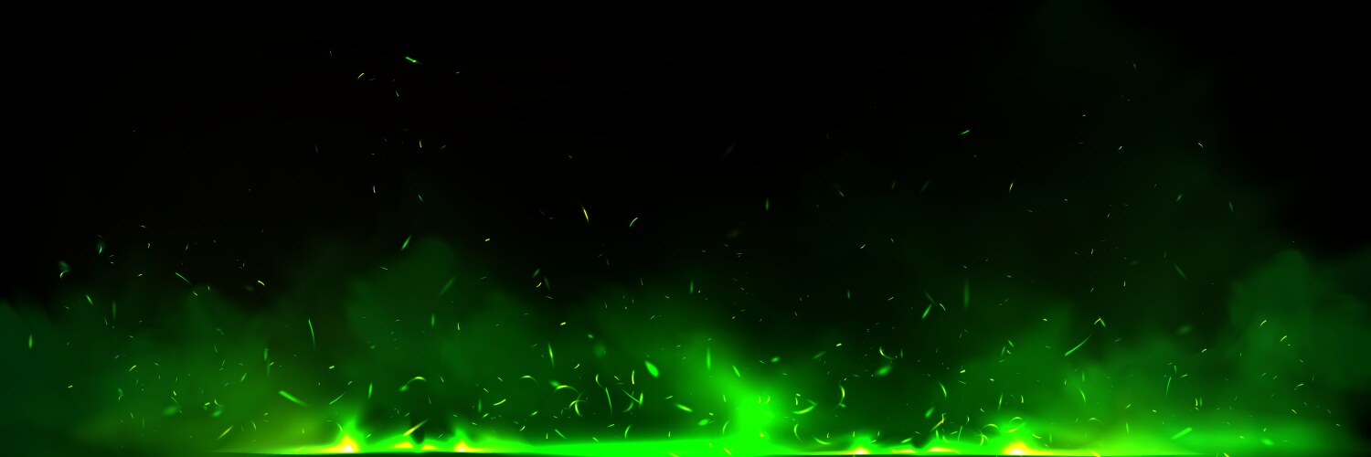 Green fire effect overlay with ember and smoke Vector Image