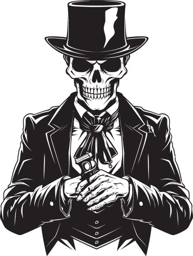 Skeletal sharpshooter skeleton holding guns icon Vector Image