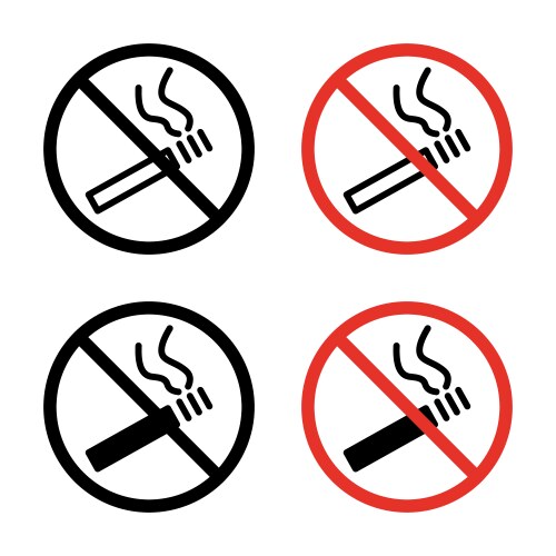 No smoking cigarette sign icon set ban Royalty Free Vector