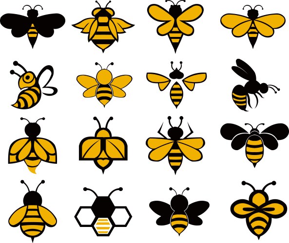 Bee icons Royalty Free Vector Image - VectorStock