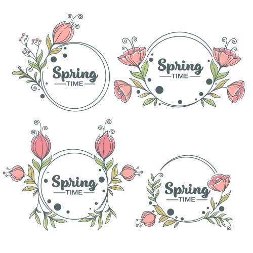 Floral circle doodle frames circular laurel Vector Image