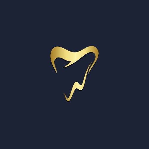 Dental tooth abstract gold logo Royalty Free Vector Image