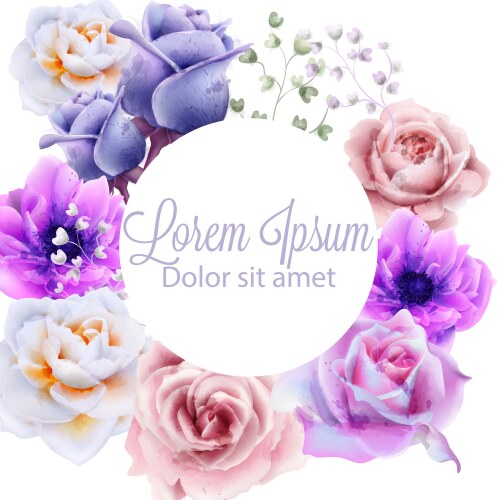 Flowers round frame Royalty Free Vector Image - VectorStock