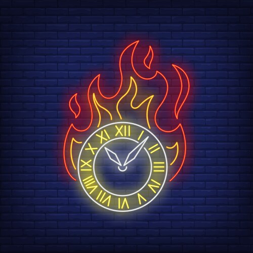 Digital alarm clock neon light icon Royalty Free Vector