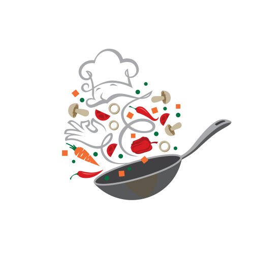 Cute chef holding frying pan Royalty Free Vector Image