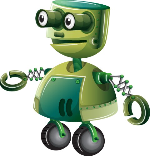 Green robot cartoon isolated on white background Vector Image