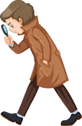 Cartoon a detective investigate Royalty Free Vector Image
