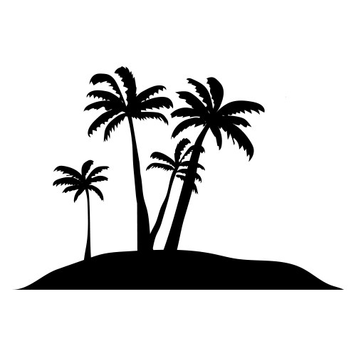 Silhouette bamboo hut beach Royalty Free Vector Image