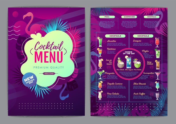 Cocktail menu Royalty Free Vector Image - VectorStock