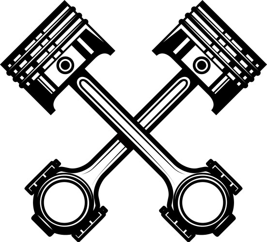 Crossed motorcycle pistons design element Vector Image