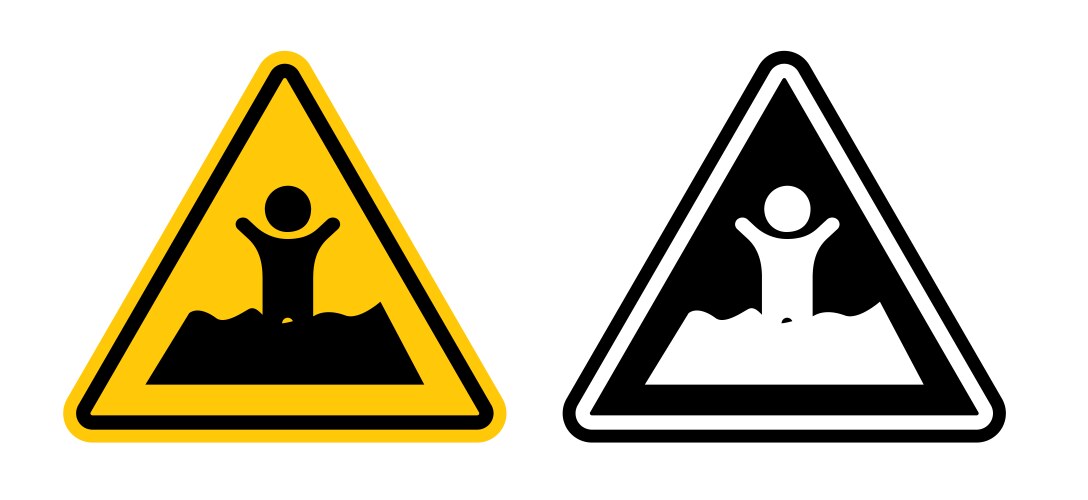Mud warning sign icon set danger caution Vector Image