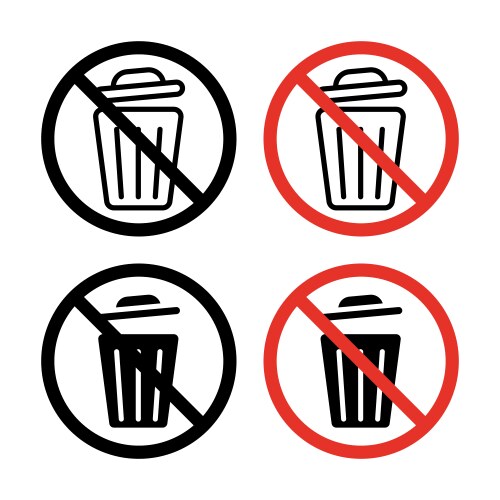 No trash icon set trash bin waste symbol in a Vector Image