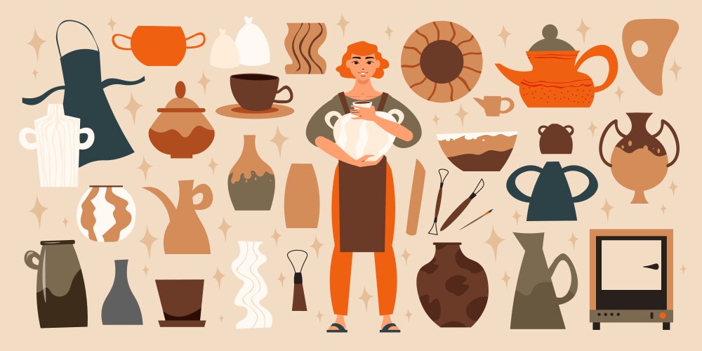 Pottery studio infographics Royalty Free Vector Image