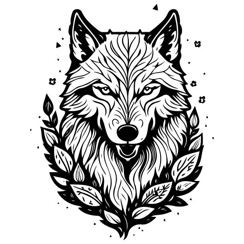 Wolf brave with floral spring sketch hand draw Vector Image