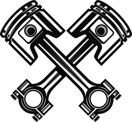 Crossed motorcycle pistons design element Vector Image