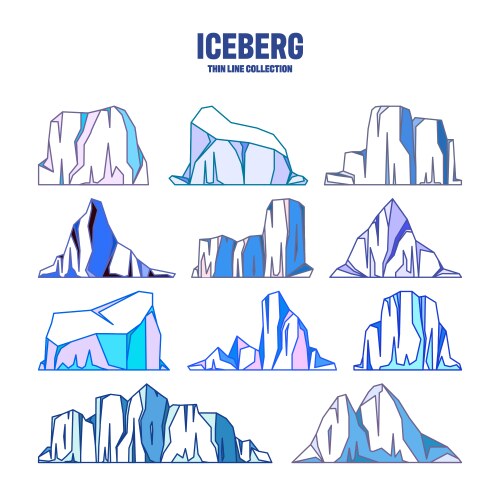 Floating icebergs collection drifting arctic Vector Image