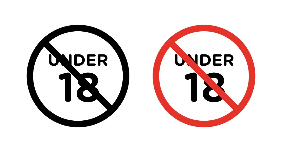 No under eighteen sign icon set restriction Vector Image