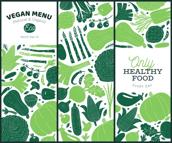 Roots vegetables garden growing cards Royalty Free Vector